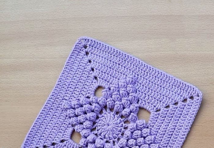 Crochet Square Popcorn Stitch Flower - CRAFTS LOVED