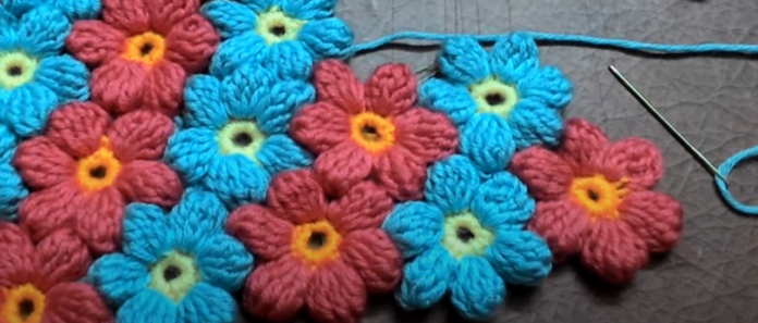 Beautiful flower crochet rug