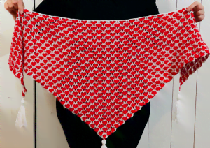 Crochet heart triangle shawl